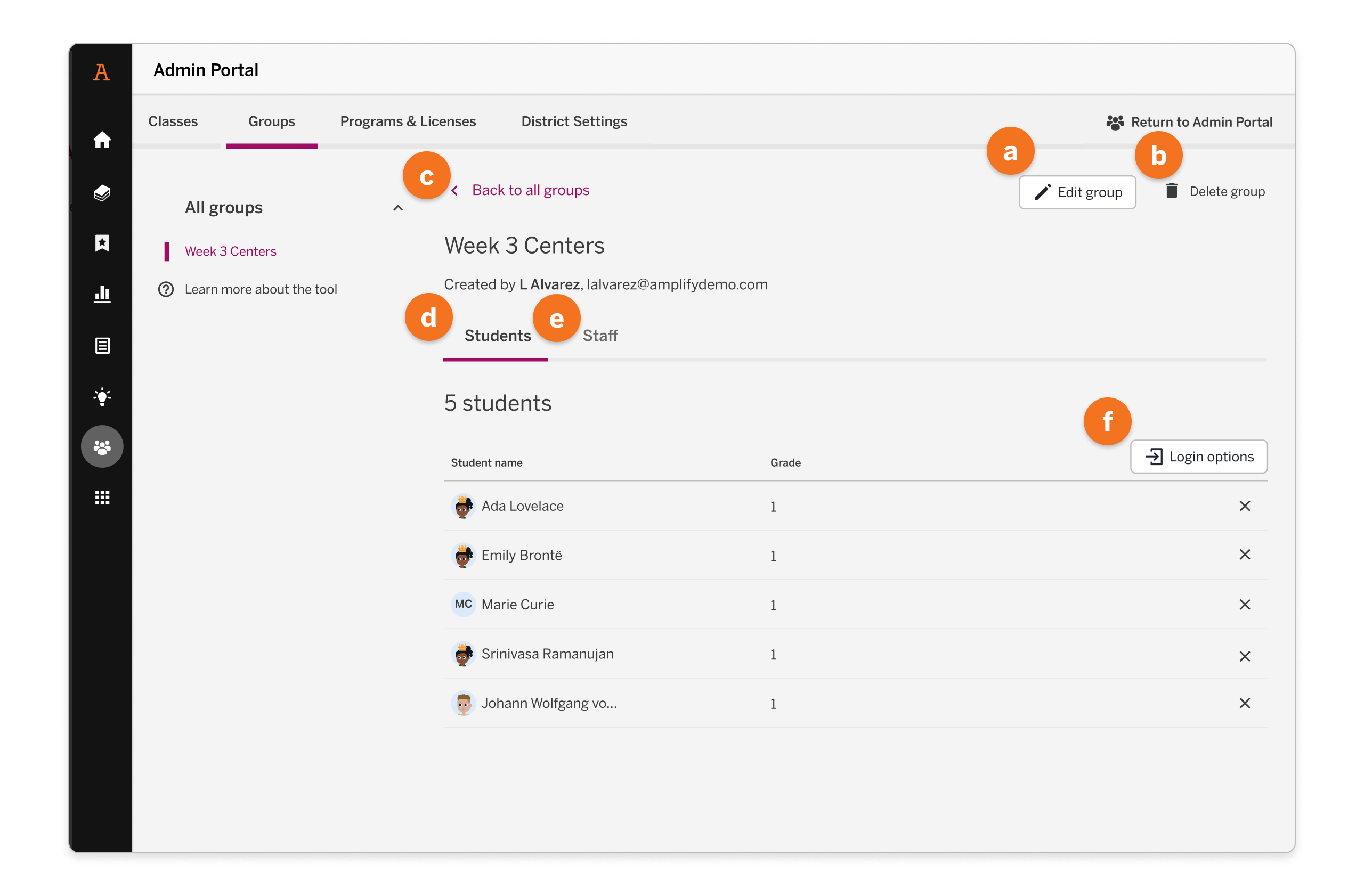 Manage Classes: Groups