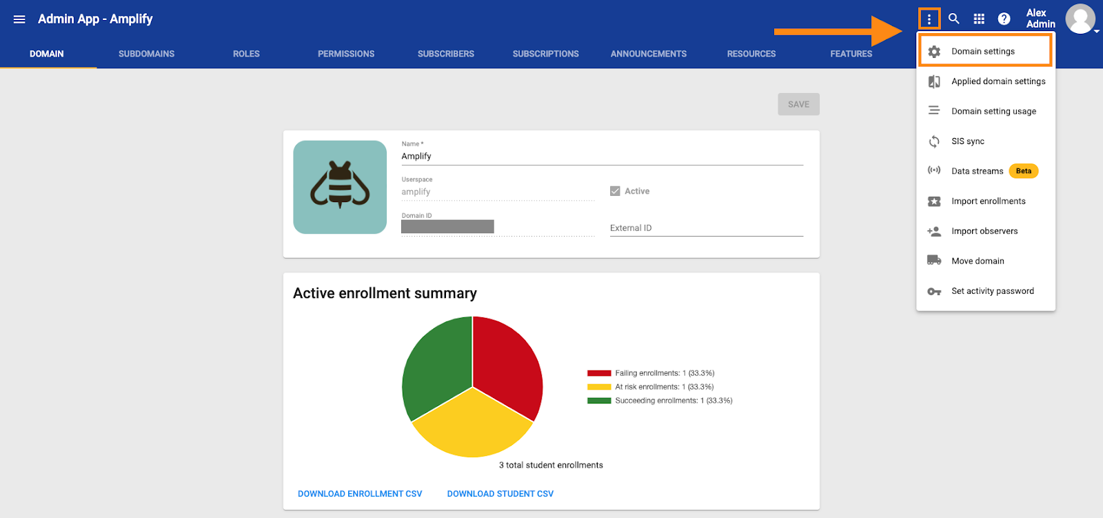 District setup for Amplify LTI 1.3 app for Agilix Buzz