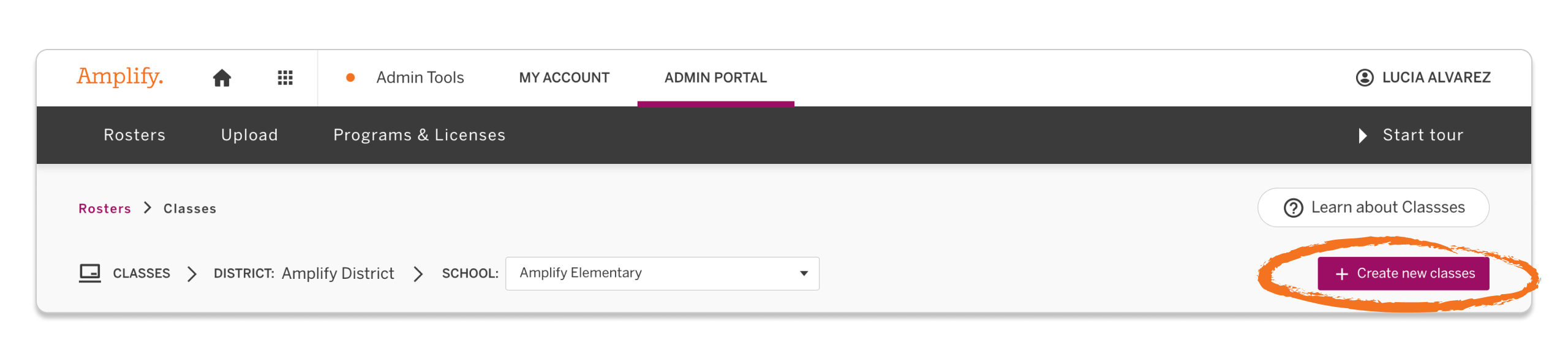 LDOE Admin Portal: Class list