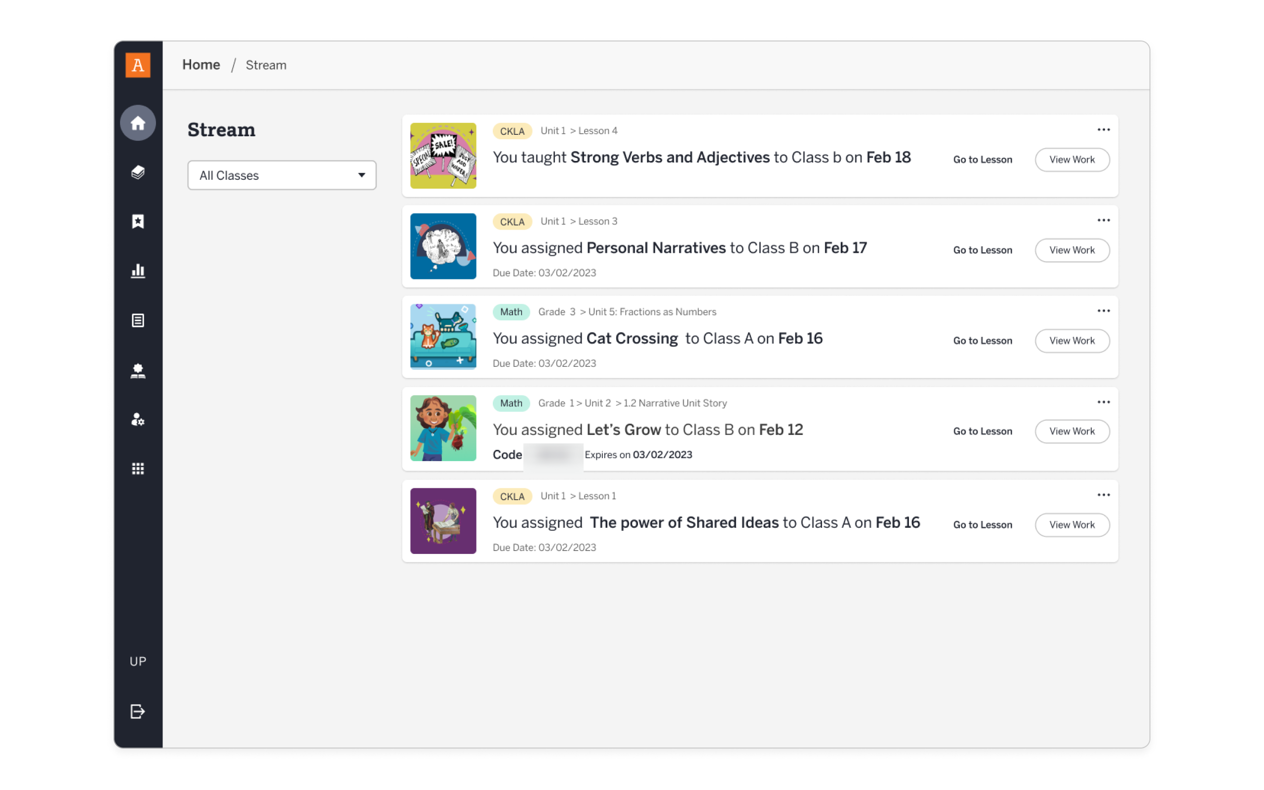 Amplify Classroom: How do I see my dashboard history?