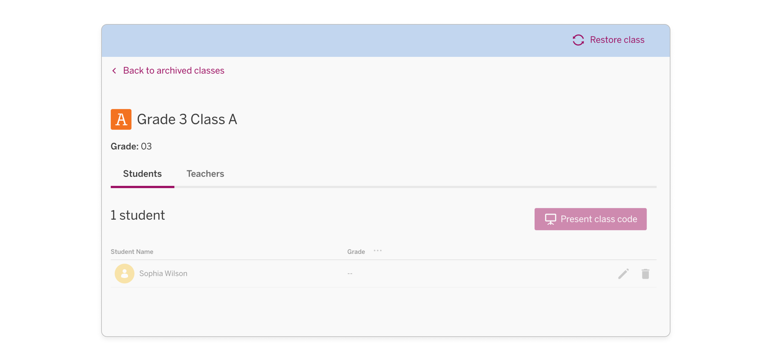 Manage Classes: Teacher-rostered Amplify Classes