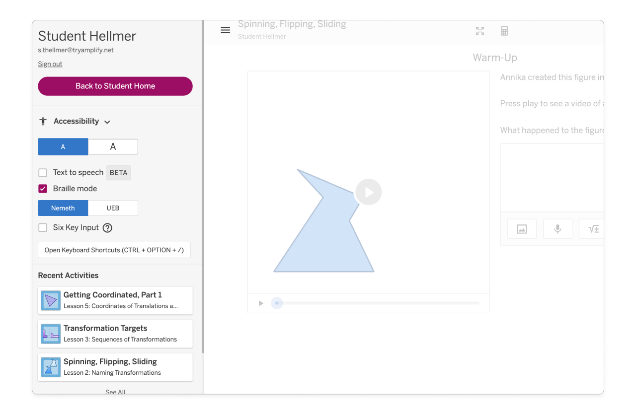 Amplify Classroom: Student experience in classroom activities