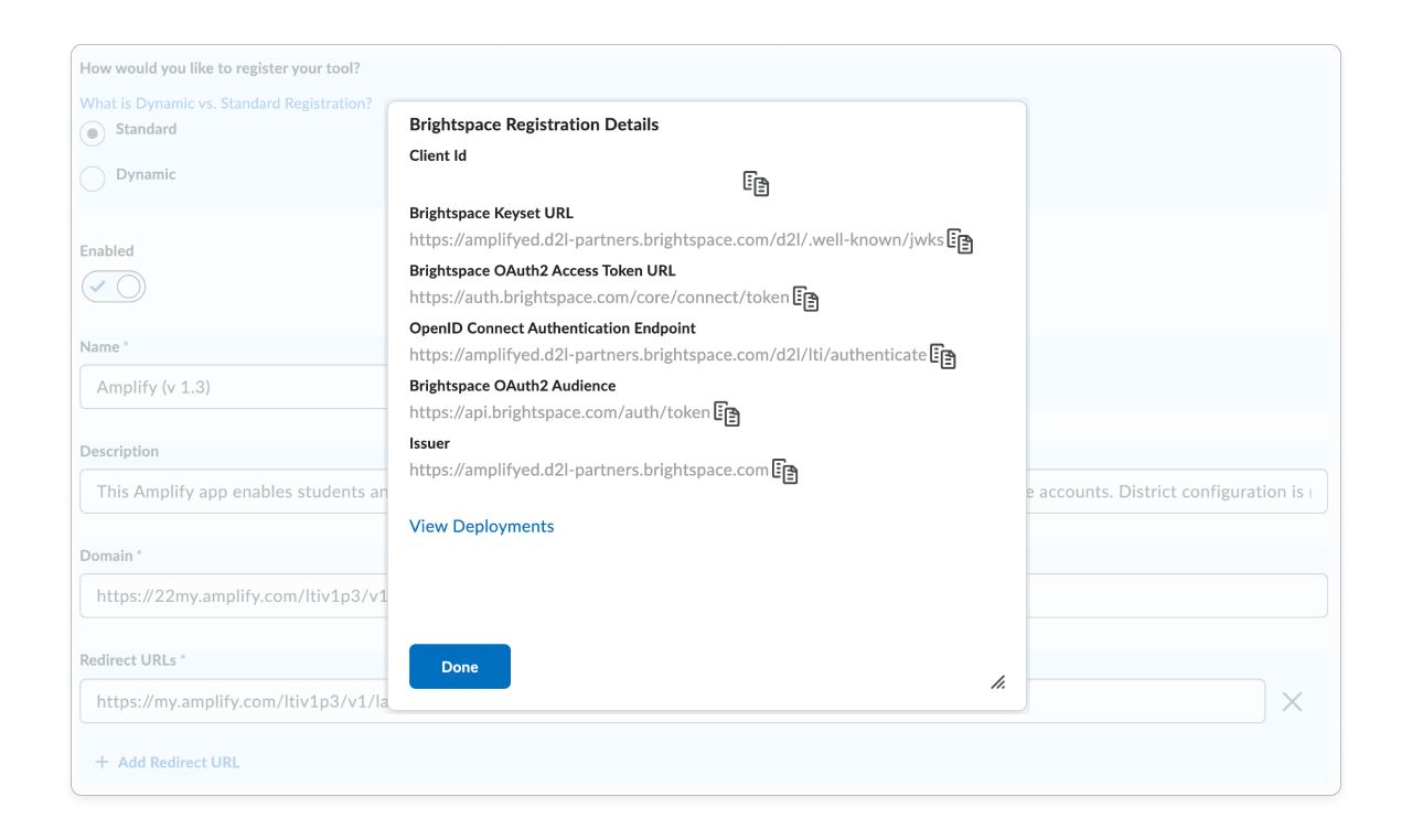 Brightspace/D2L: District setup for Amplify LTI 1.3 app