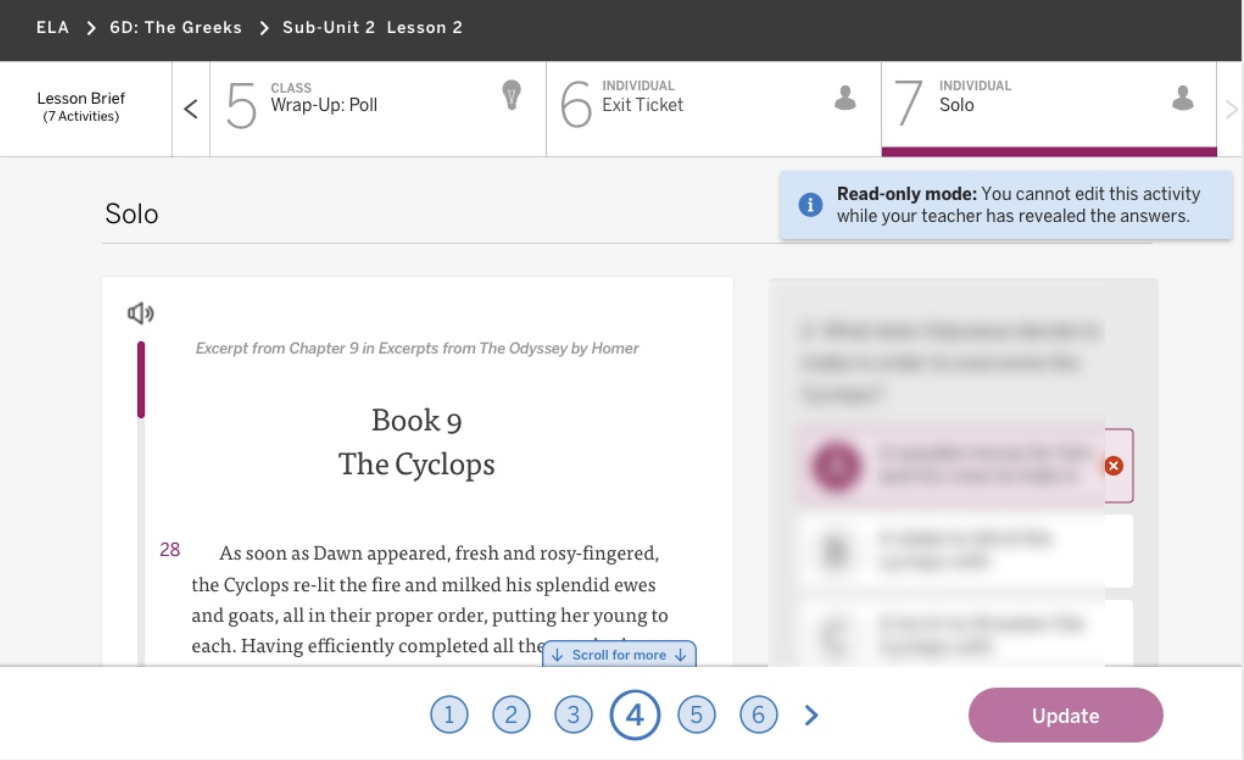 Amplify ELA: Reveal answer validation to students for solos and assessments
