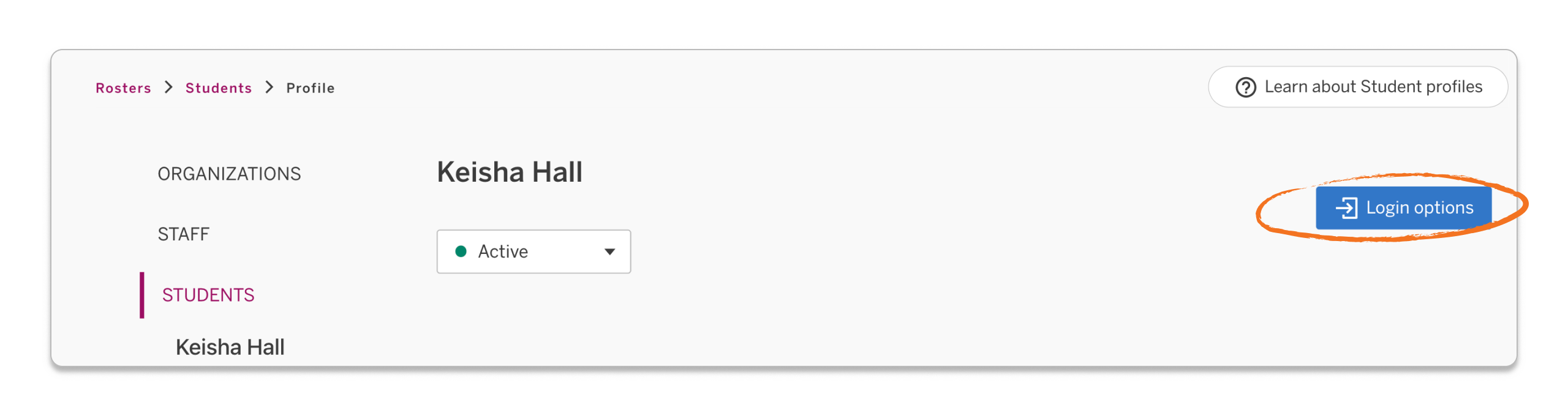 Admin Portal: Class profile