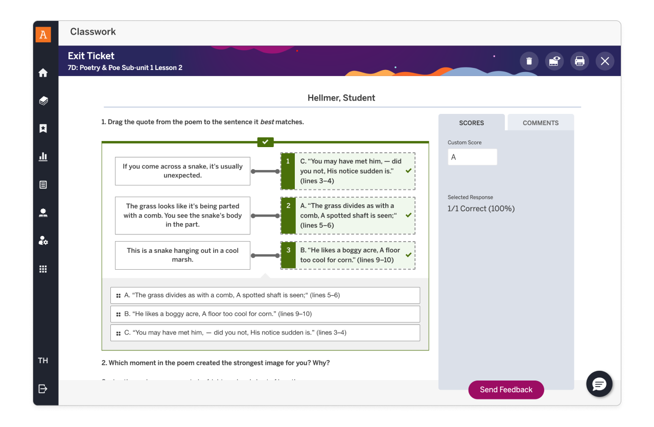 Amplify ELA Classwork: How to easily access and review student work