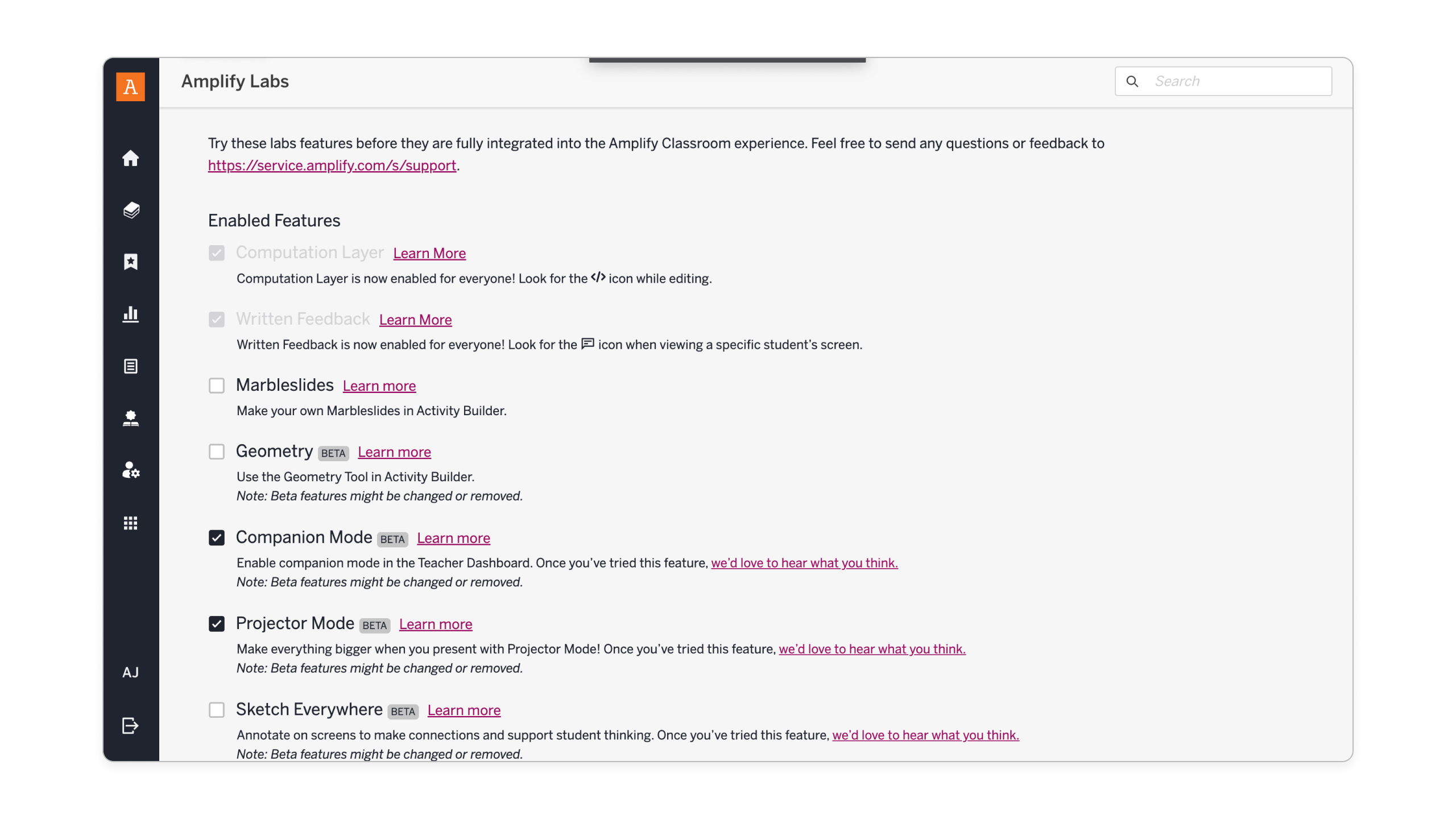 Amplify Classroom: Companion Mode and Projector Mode