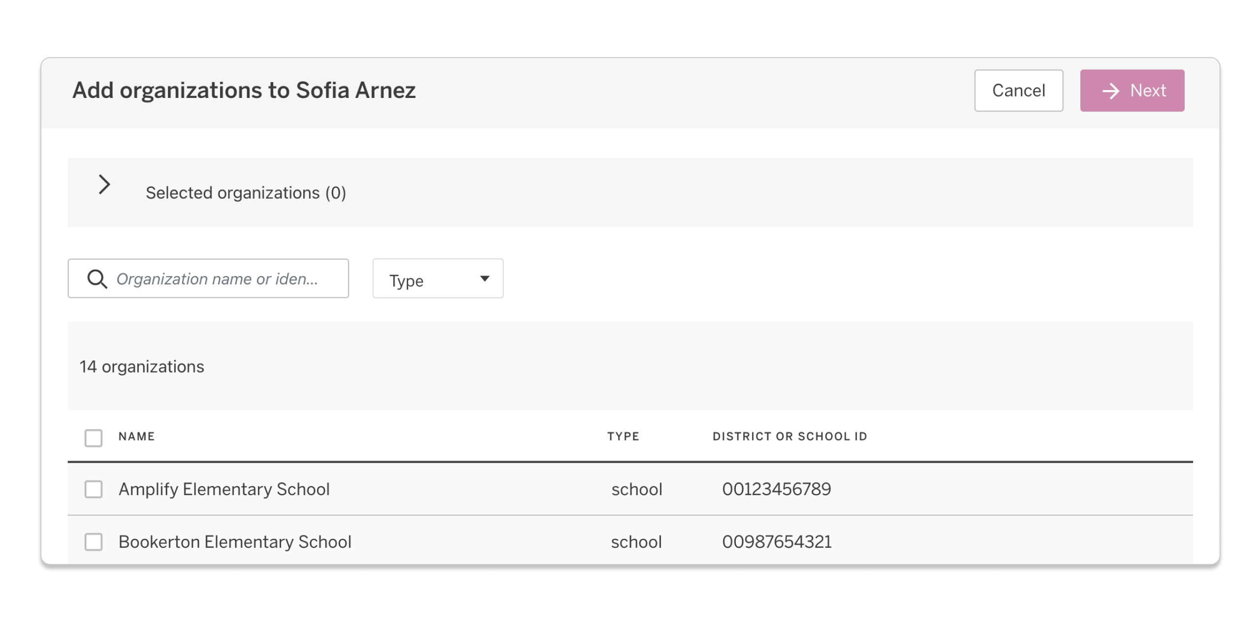 Admin Portal: Student list