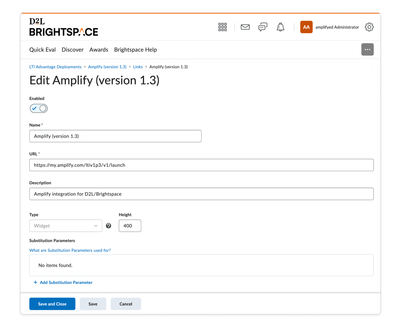 Brightspace/D2L: District setup for Amplify LTI 1.3 app