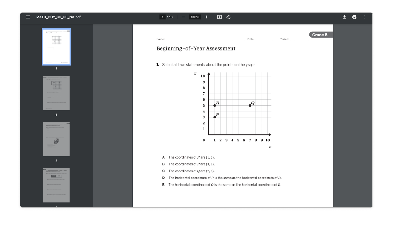 Beginning-of-Year Assessment