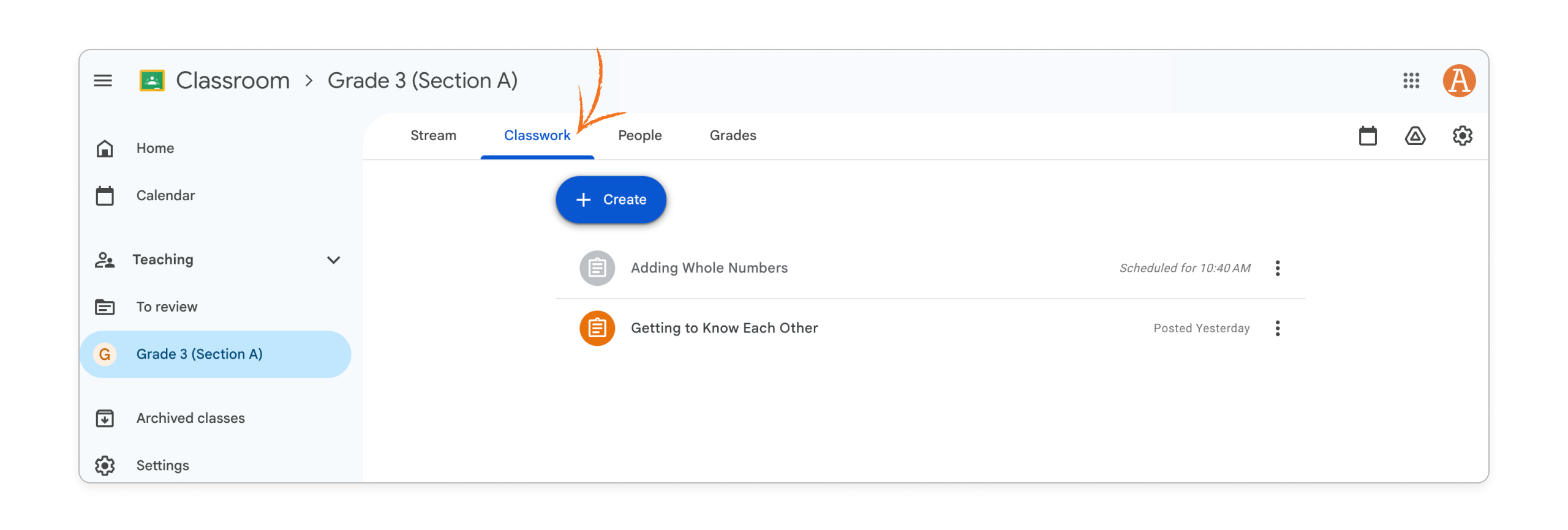 Manage Classes: Google classes
