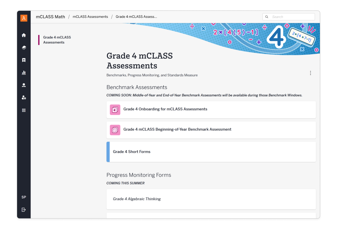 mCLASS Math: Assessment overview