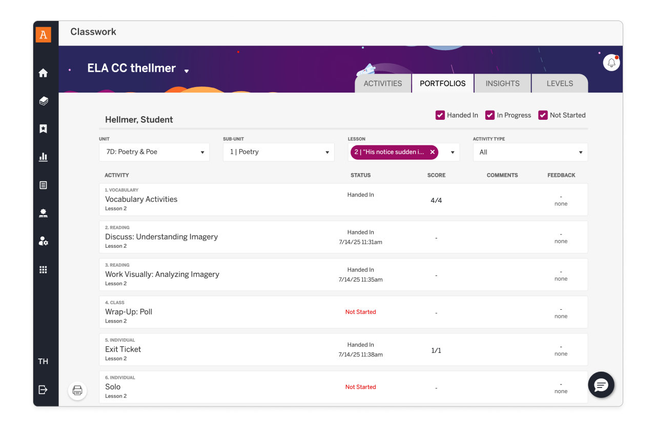 Amplify ELA Classwork: How to easily access and review student work