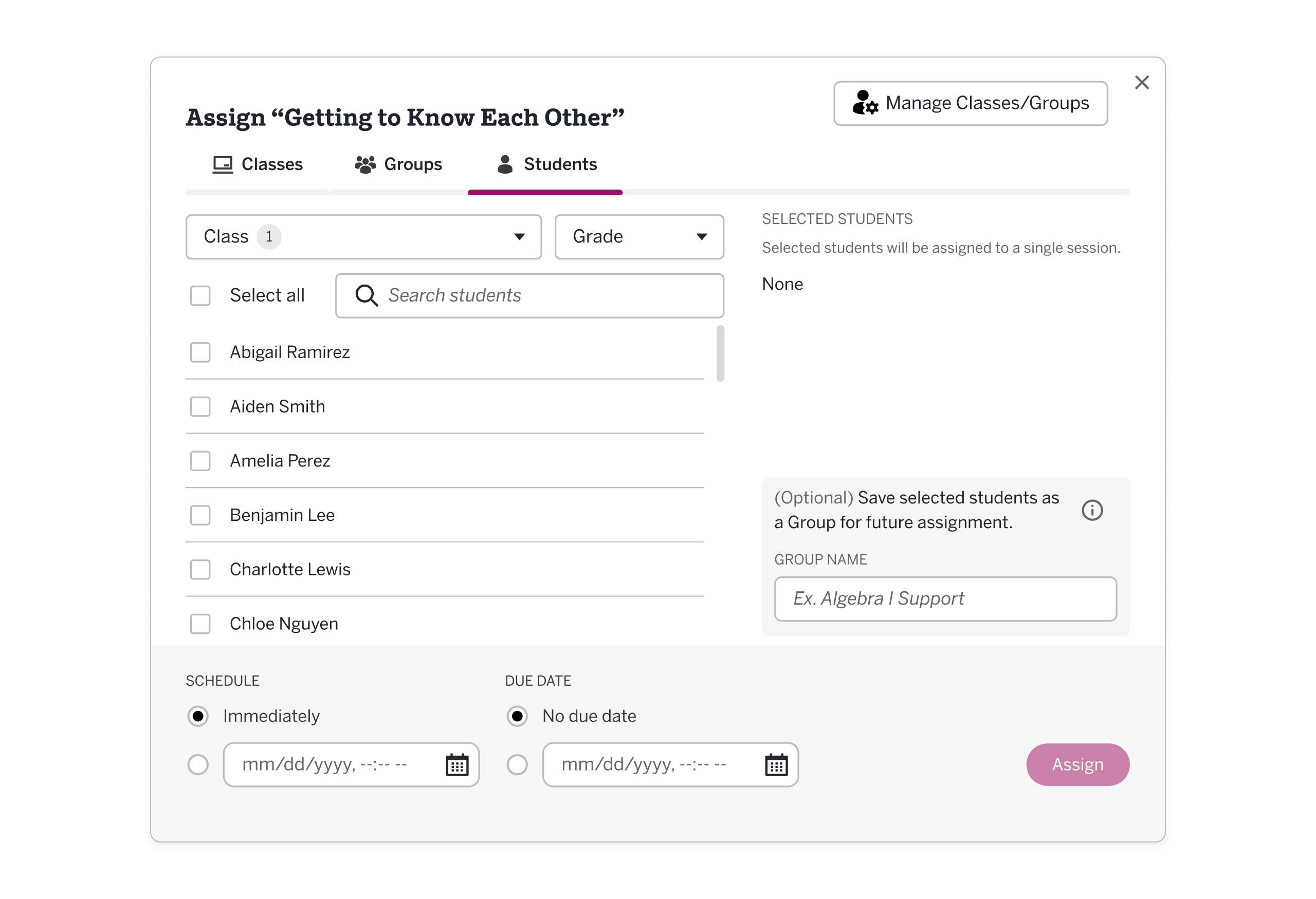 Assigning and single-session codes