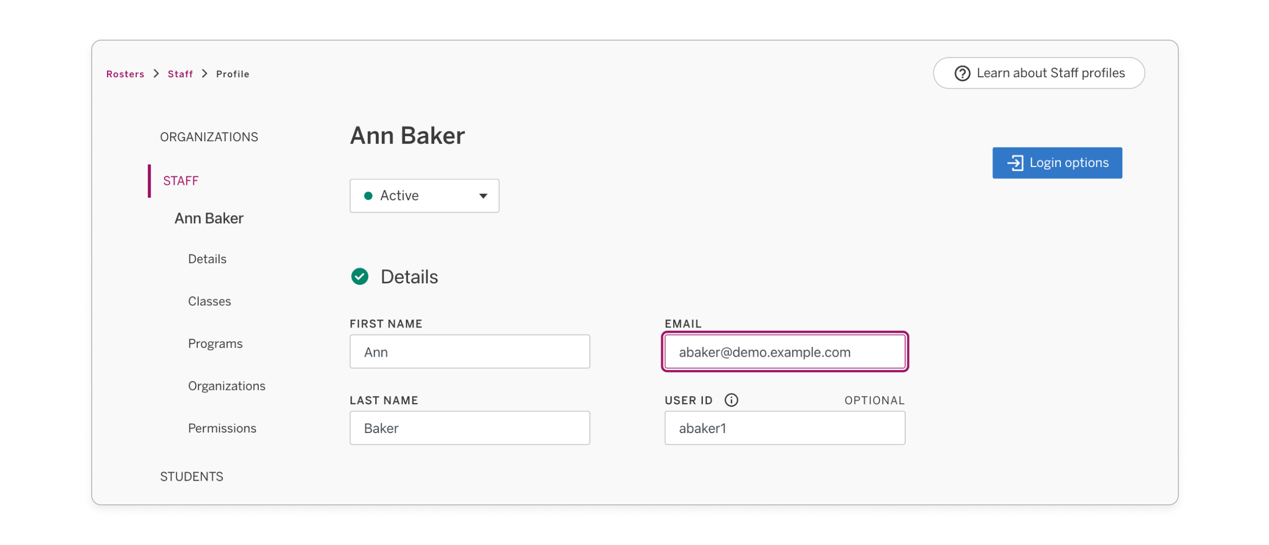 Admin Portal: Staff profiles