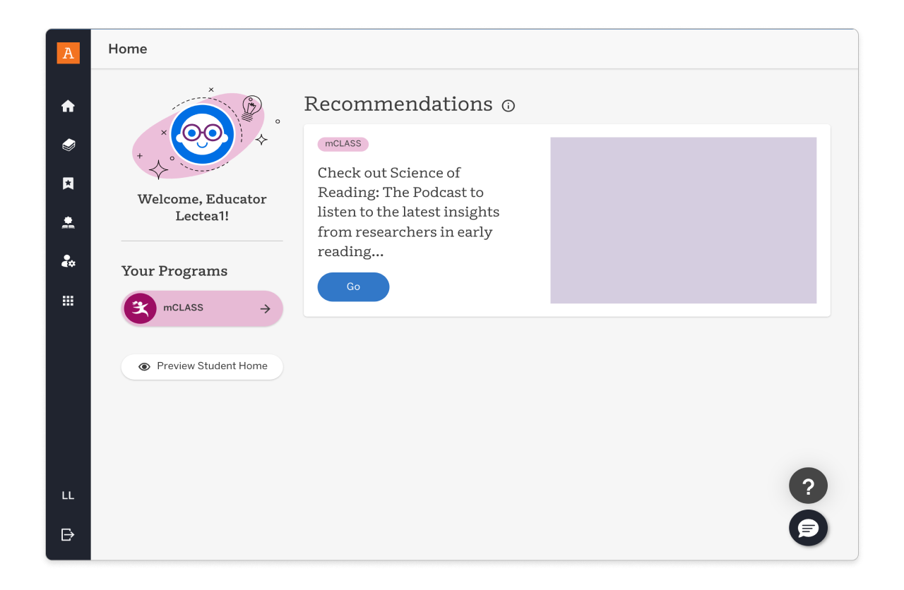 mCLASS Classroom Reporting navigation