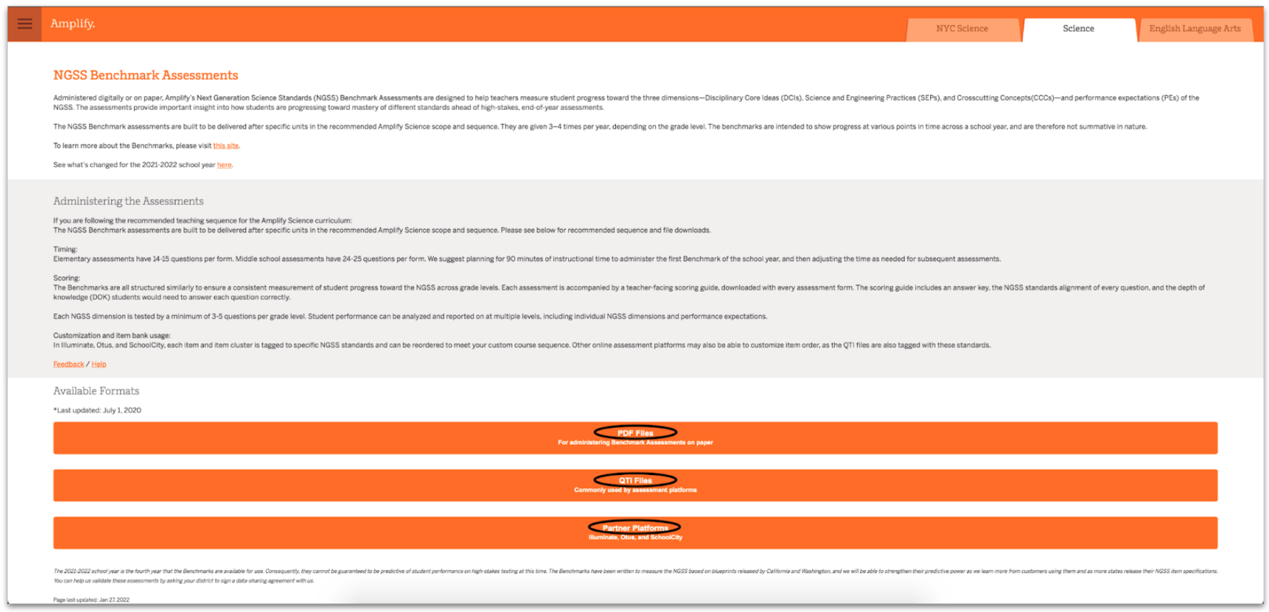 Benchmark Assessments in Amplify Science