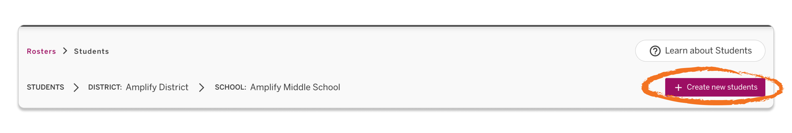 Admin Portal: Students list