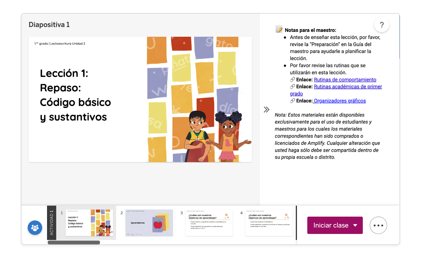 Amplify Caminos digital experience: Accessing lessons