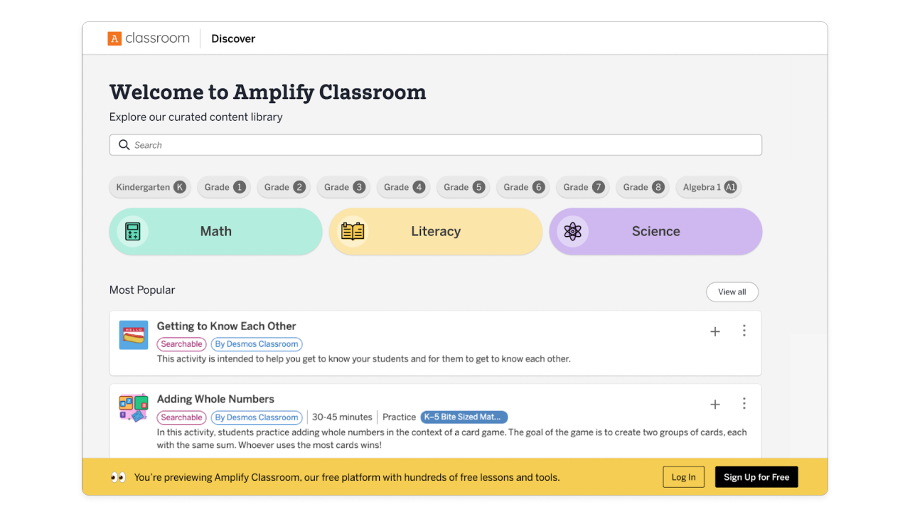 Amplify Classroom: Free teacher account setup