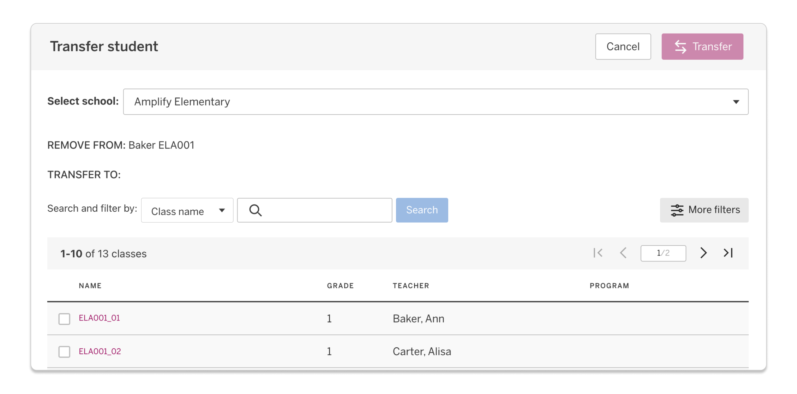 Admin Portal: Student profile