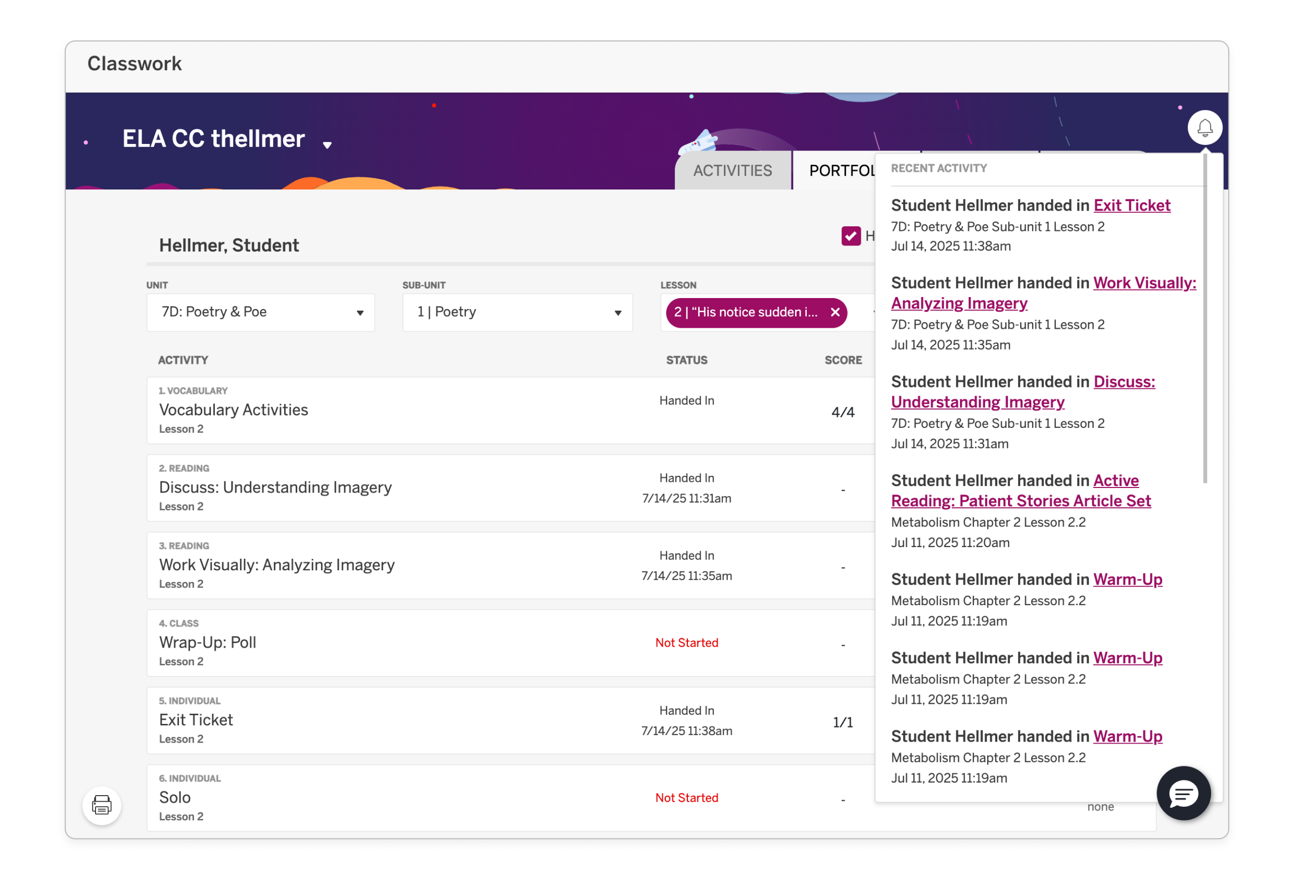 Amplify ELA Classwork: How to easily access and review student work