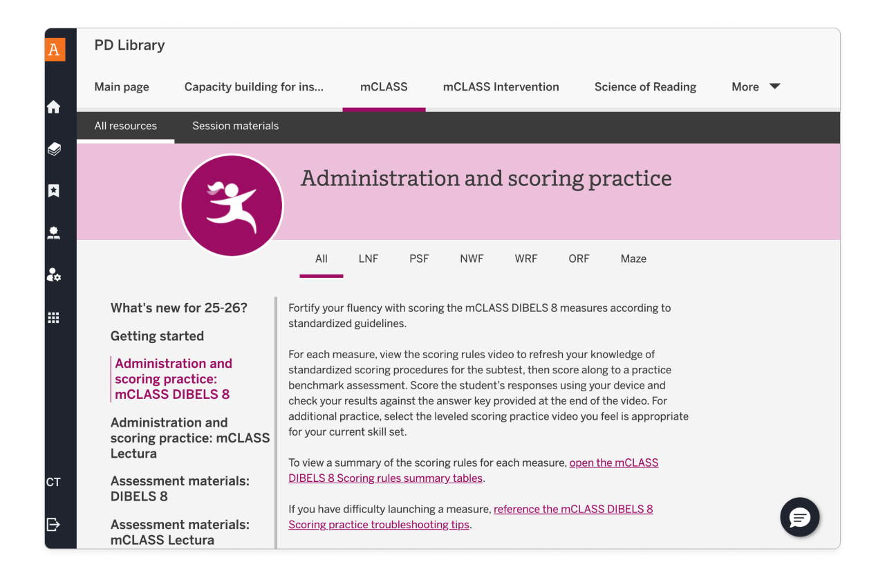 mCLASS: Finding assessment materials and training resources