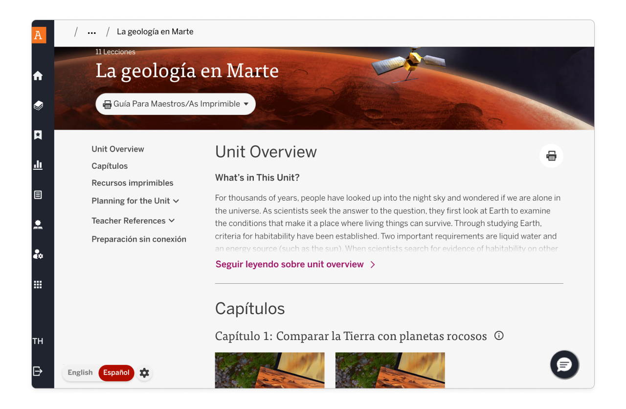 Spanish materials in Amplify Science 6–8