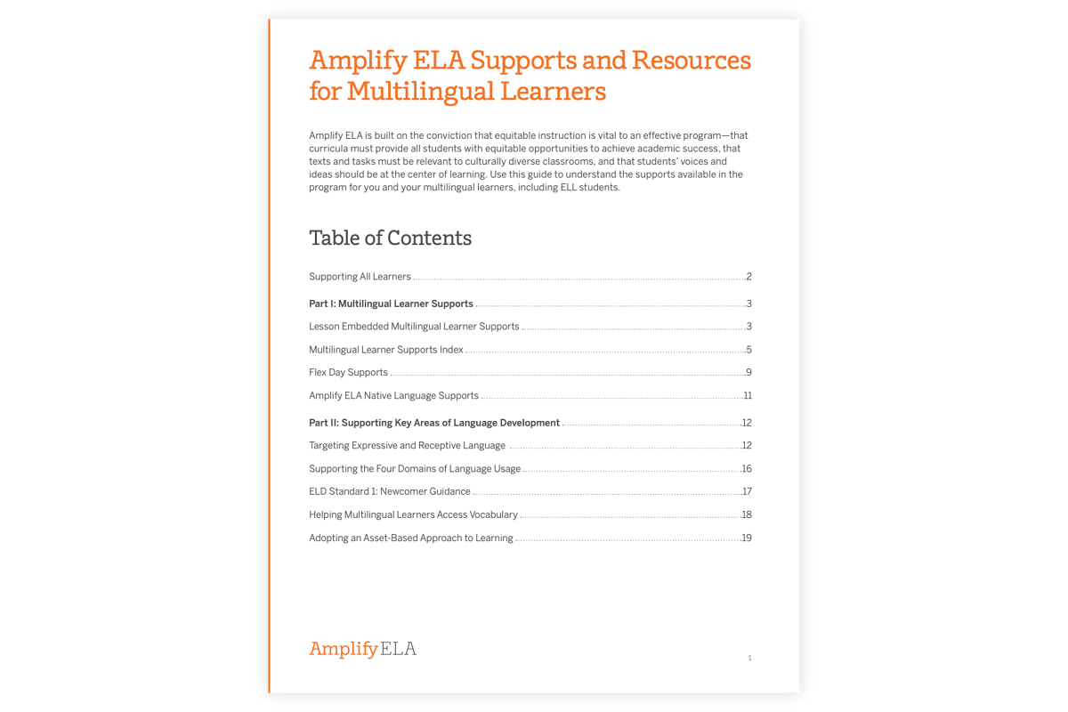 Amplify ELA: Multilingual learners