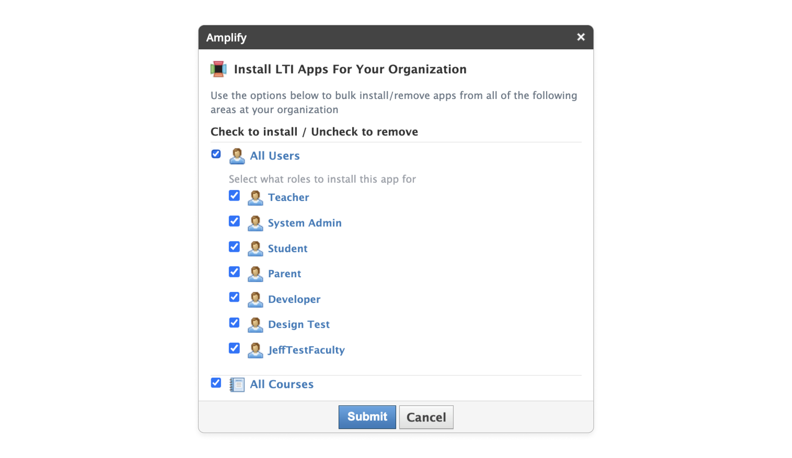 Schoology: District setup for the Amplify LTI 1.3 app