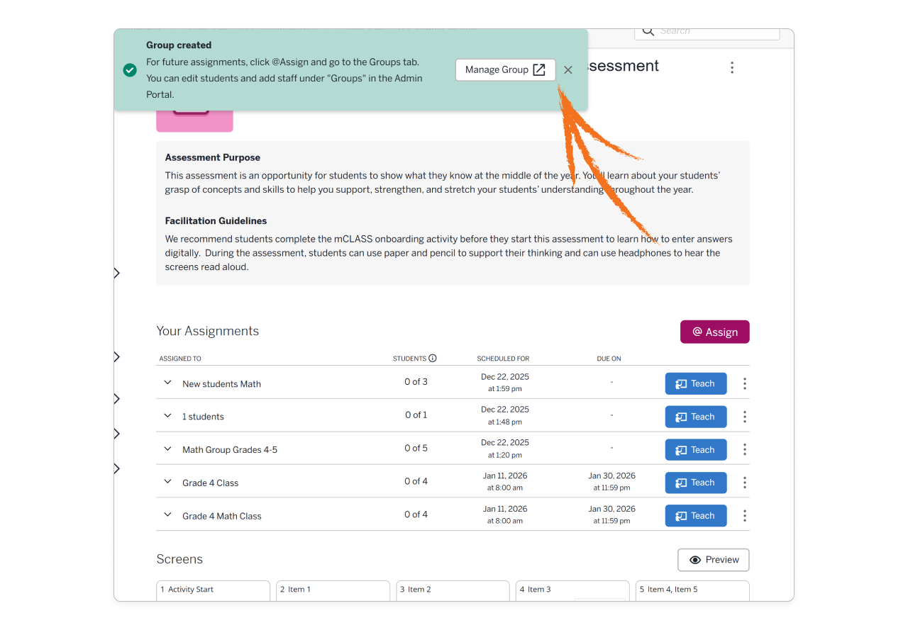 mCLASS Math: Assigning assessments