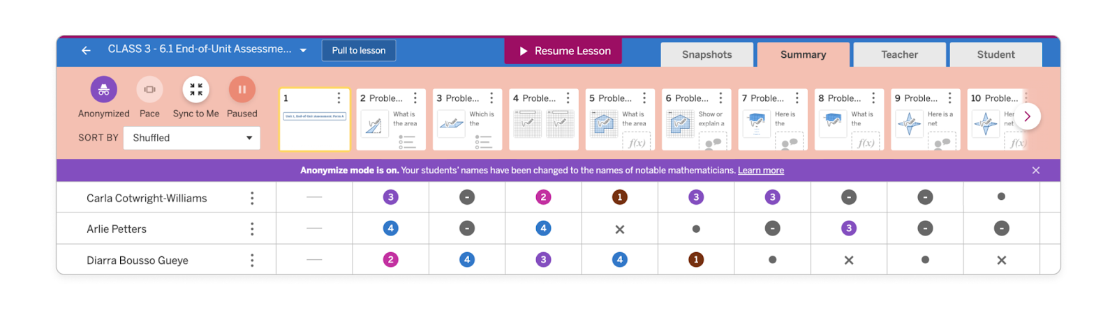 Amplify Desmos Math: Grading assessments