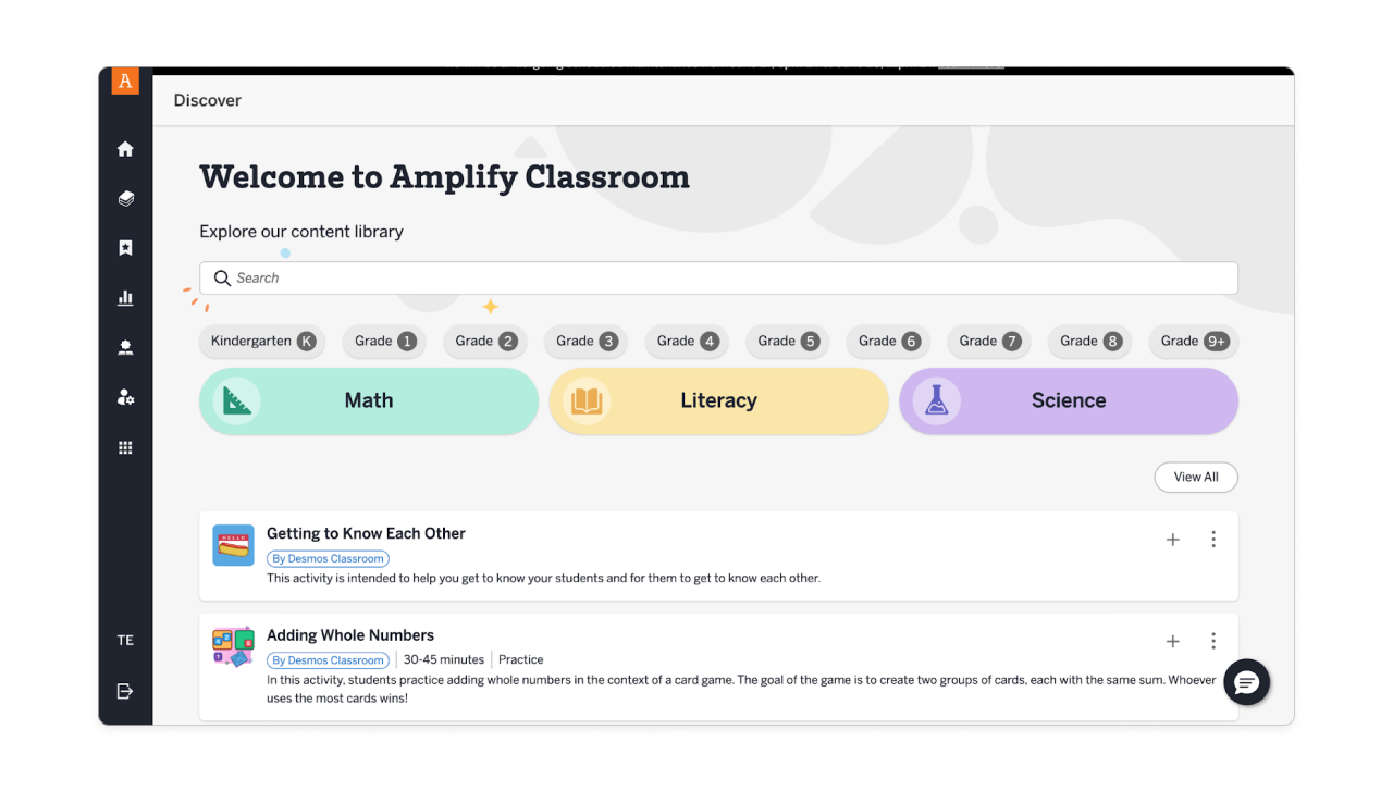 Amplify Classroom: Discovering free content