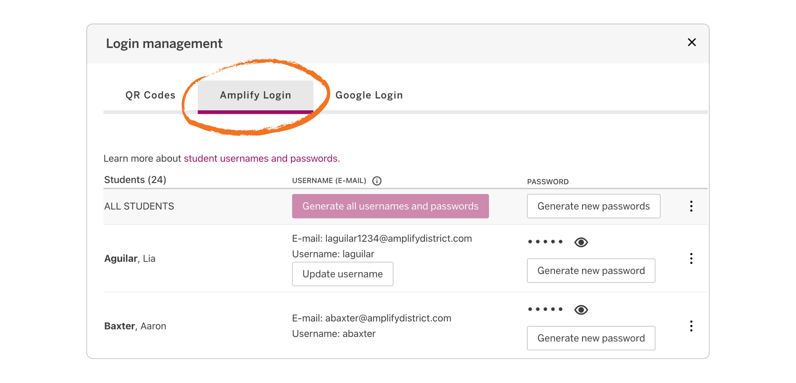 Generate student usernames and passwords