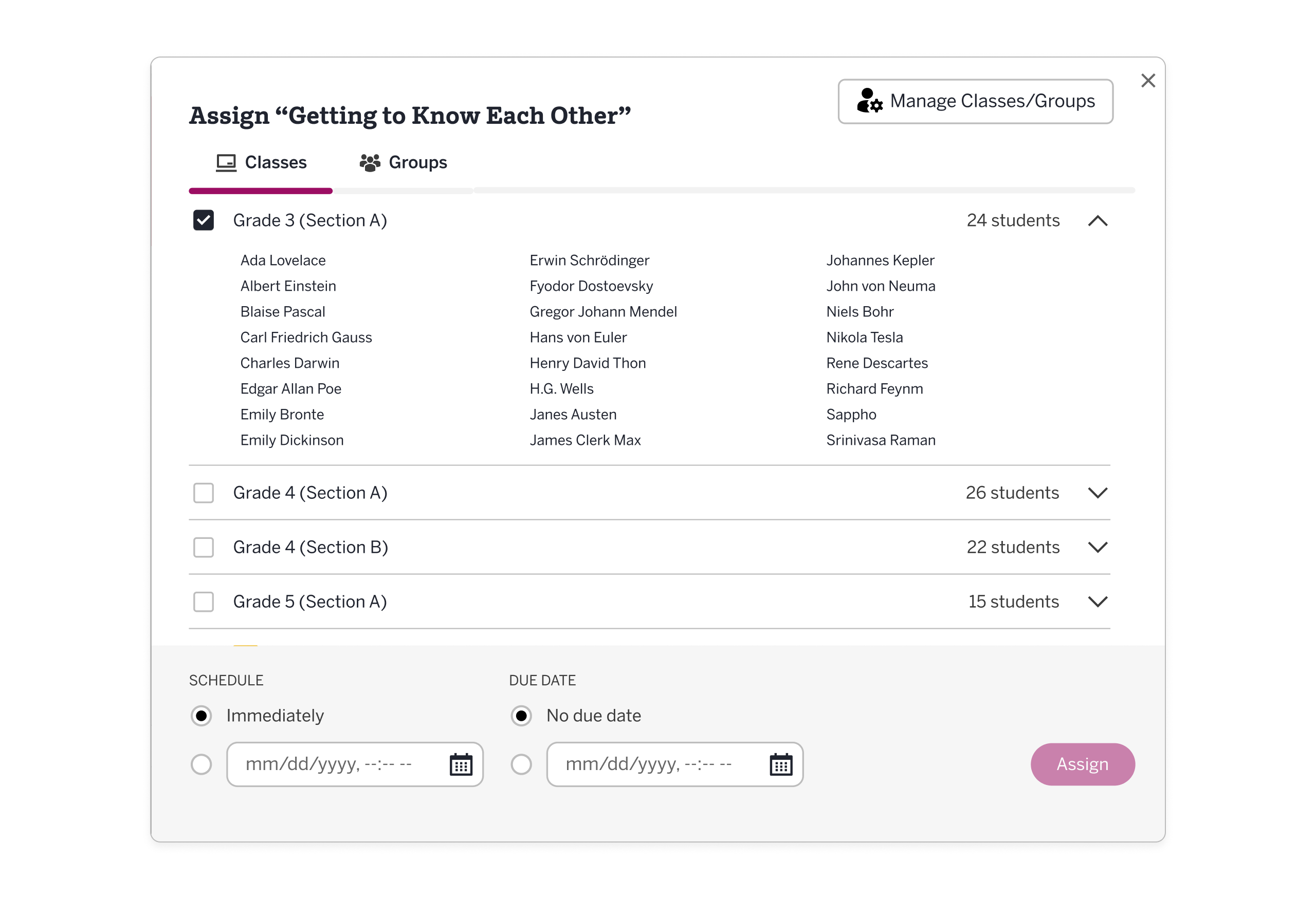 Assigning and single session codes