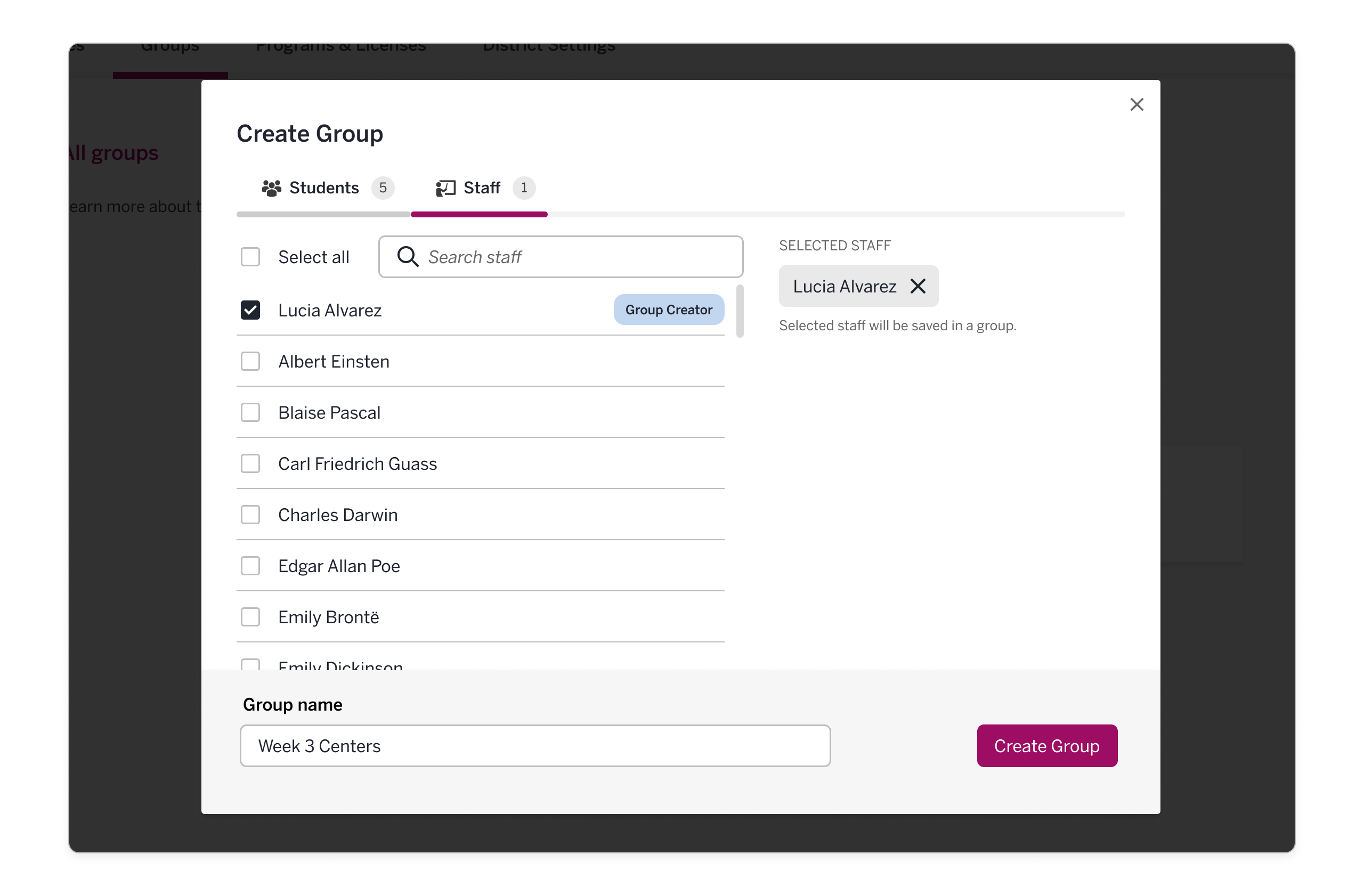 Manage Classes: Groups