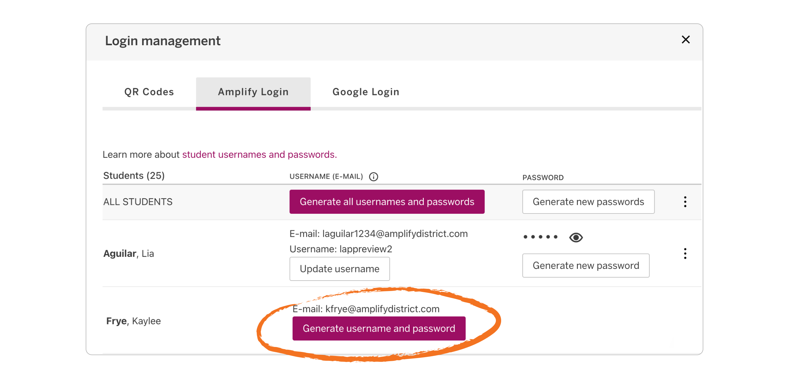 Generate student usernames and passwords