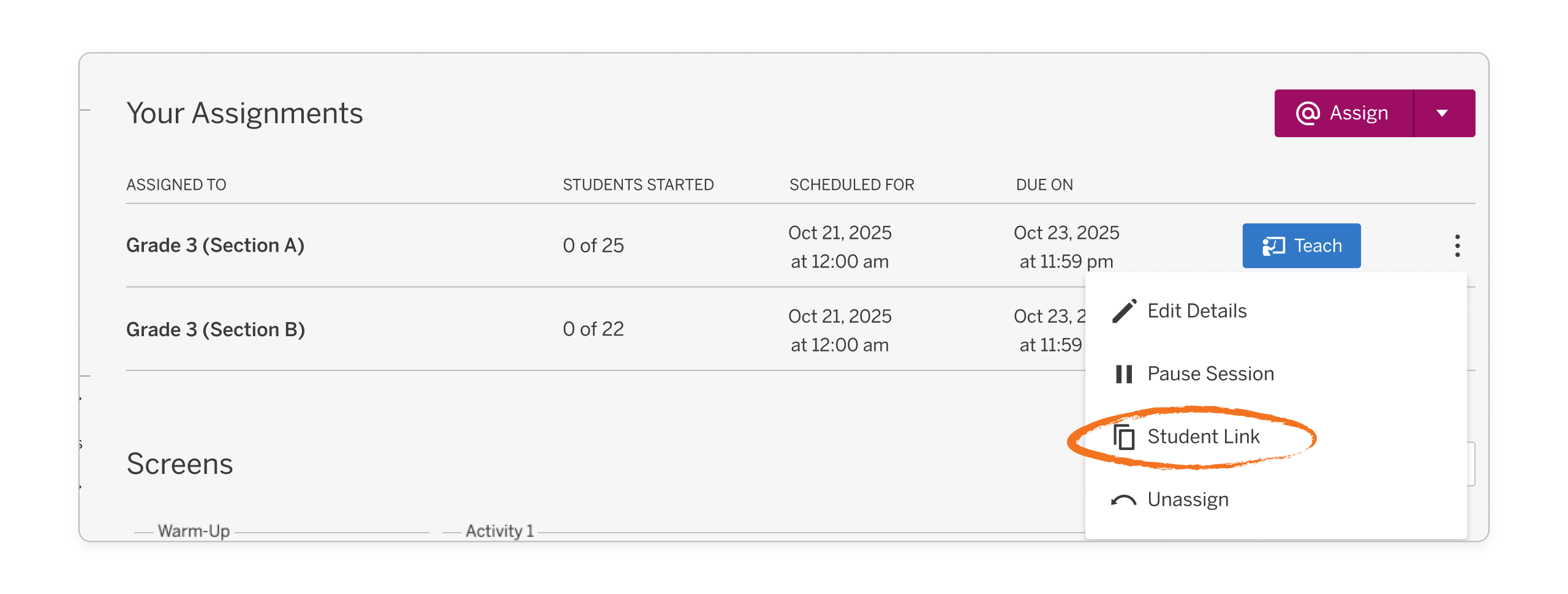 Assigning and single session codes
