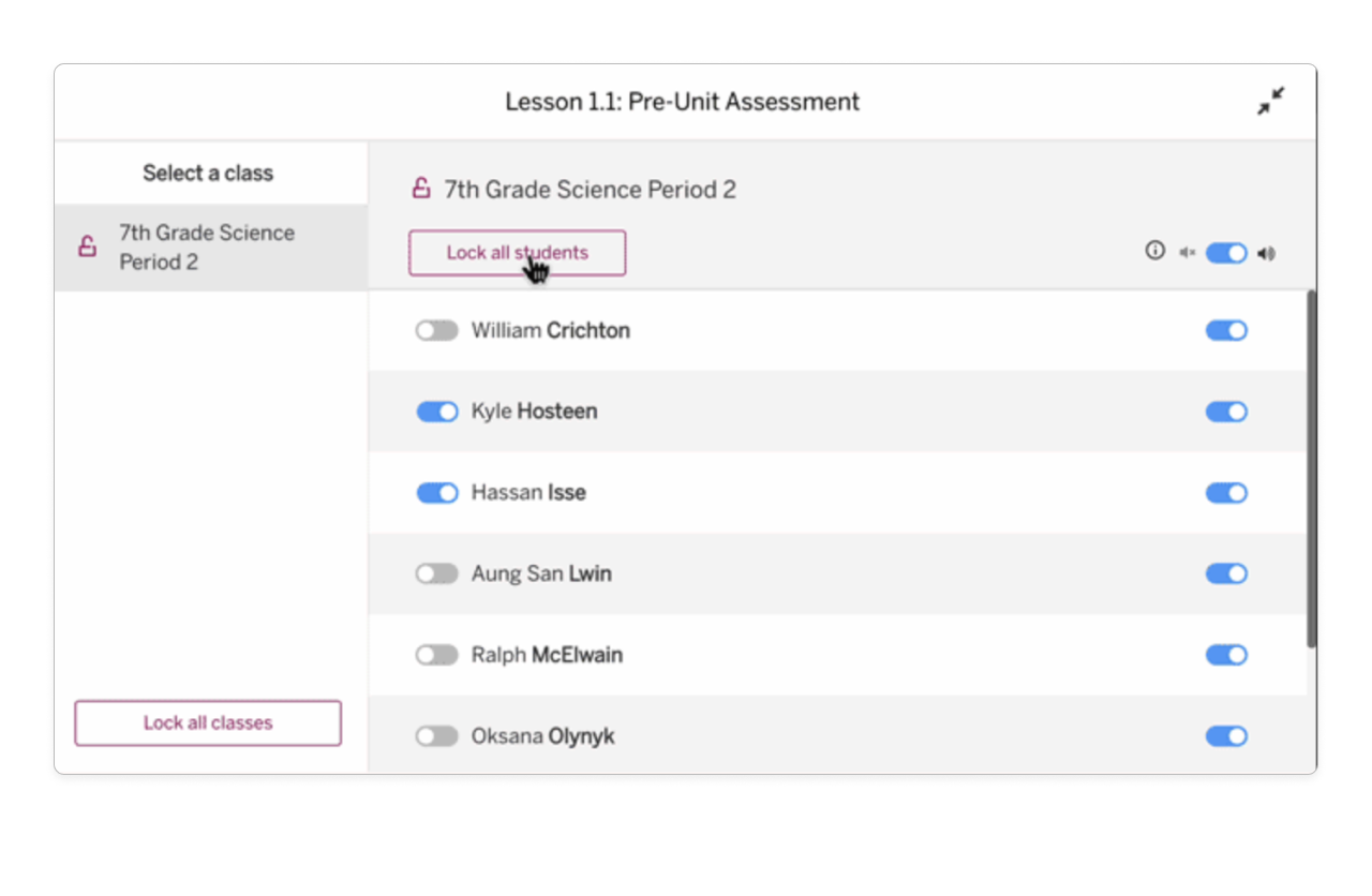 How to lock/unlock Assessments in Amplify Science 6–8