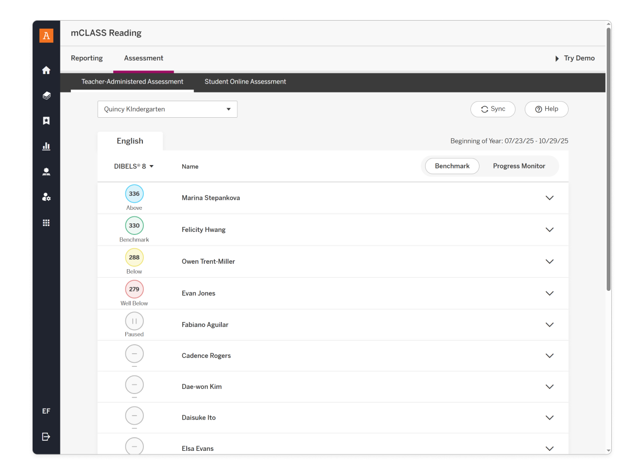 Support for mCLASS assessment and mCLASS Intervention