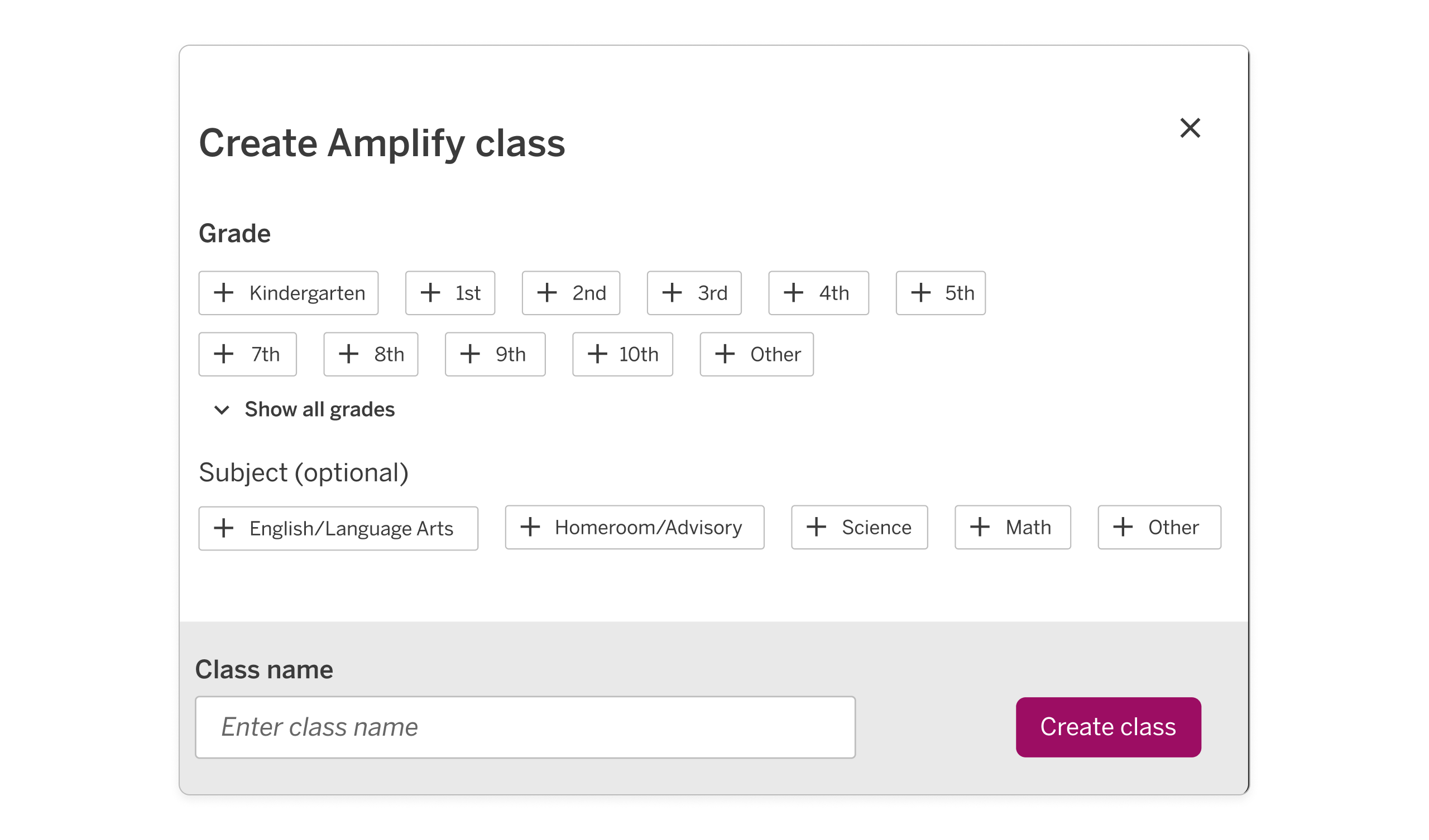 Manage Classes: Teacher-rostered Amplify Classes