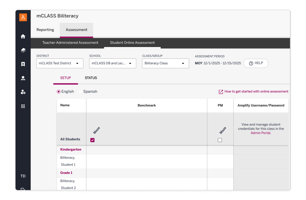 mCLASS: Assign online assessments