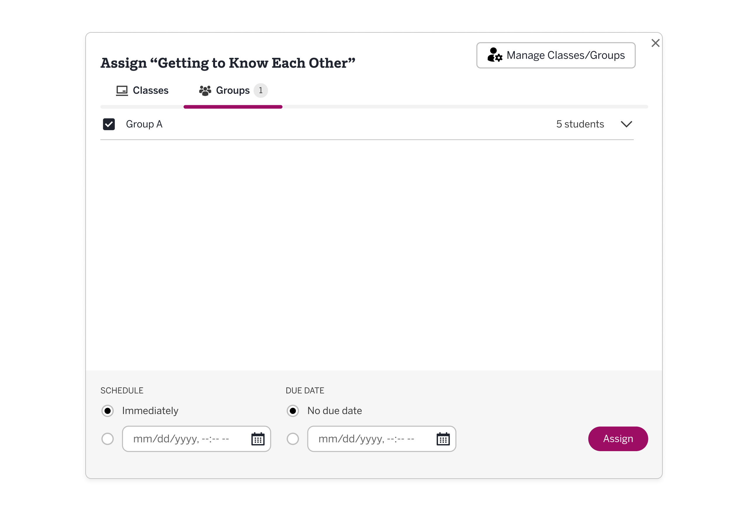 Assigning and single session codes