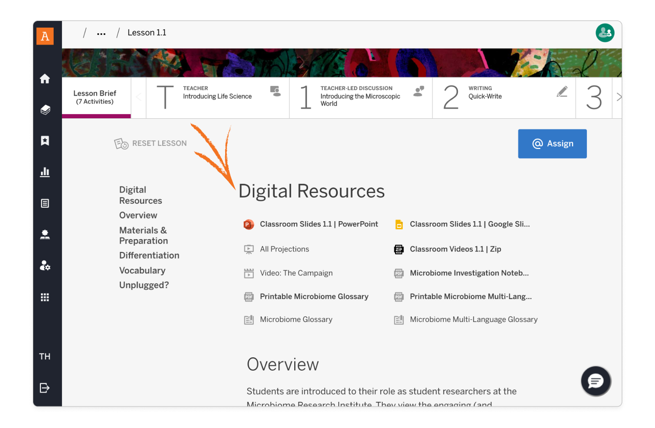 “Digital Resources” in Amplify Science