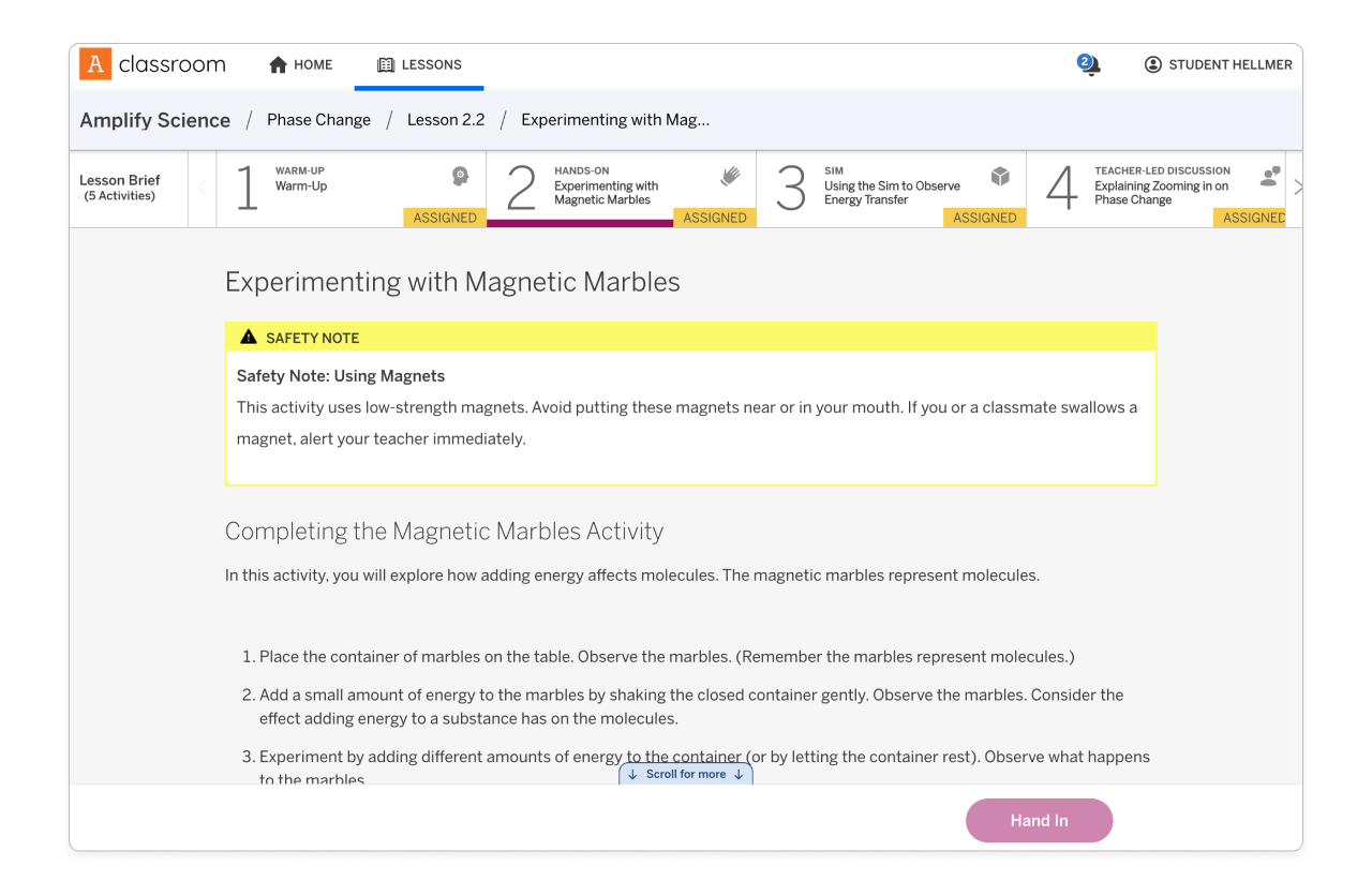 Assigning your 6–8 students Amplify Science activities