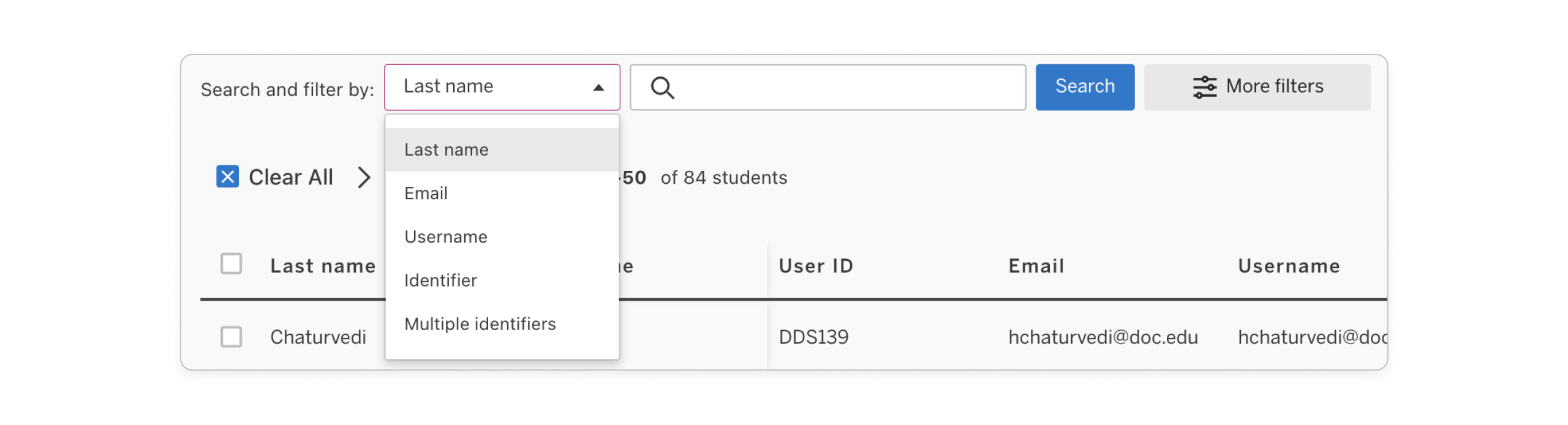 LDOE Admin Portal: Students list