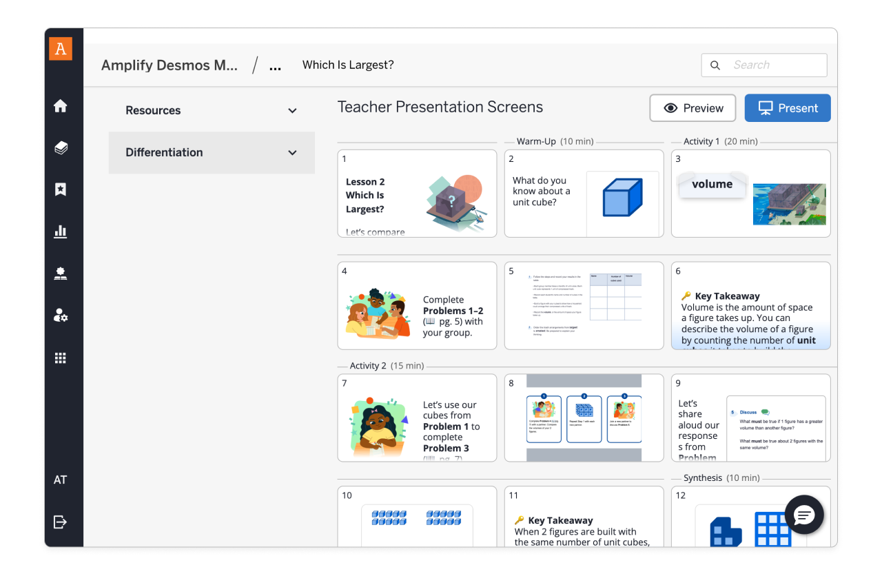 Amplify Desmos Math: Presentation screens