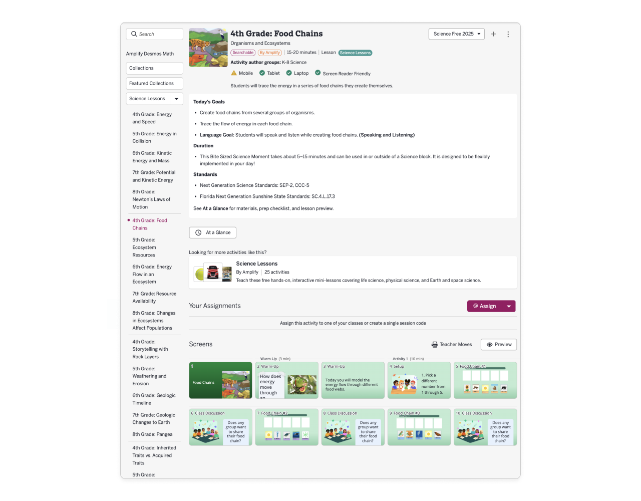 Amplify Classroom: Discovering free content