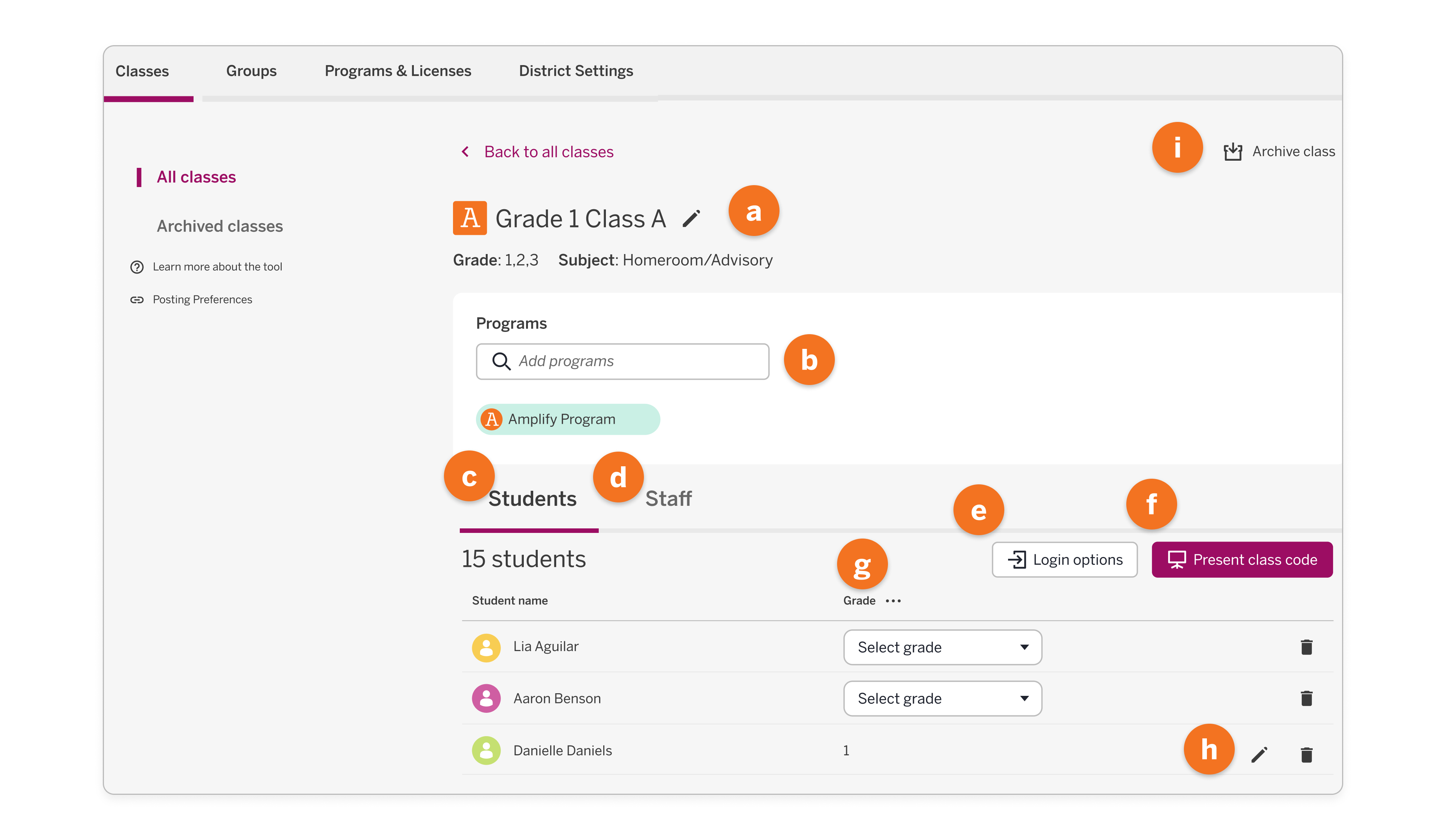 Manage Classes: Amplify classes