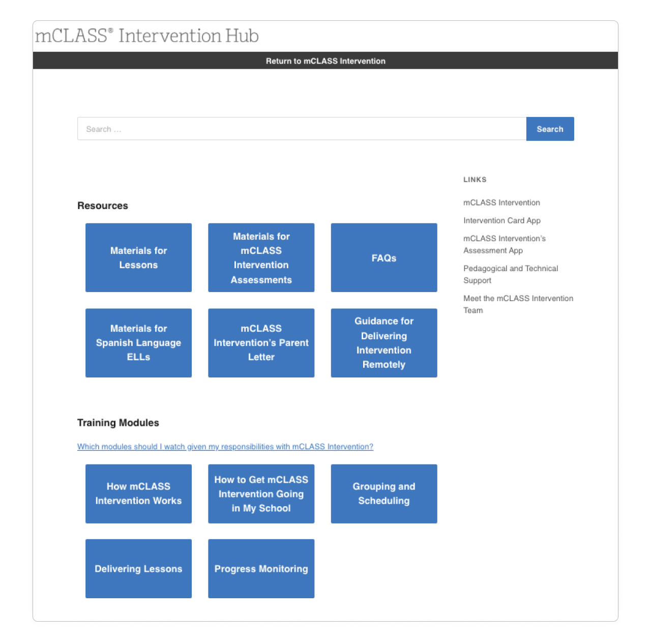 Support for mCLASS assessment and mCLASS Intervention